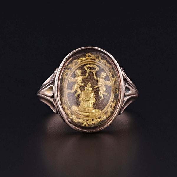 Antique Georgian Cherub Love Token Ring of 9ct Gold - Trademark Antiques