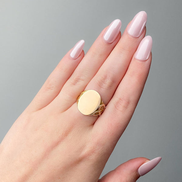 Antique Good Luck Signet Ring of 14k Gold - Trademark Antiques