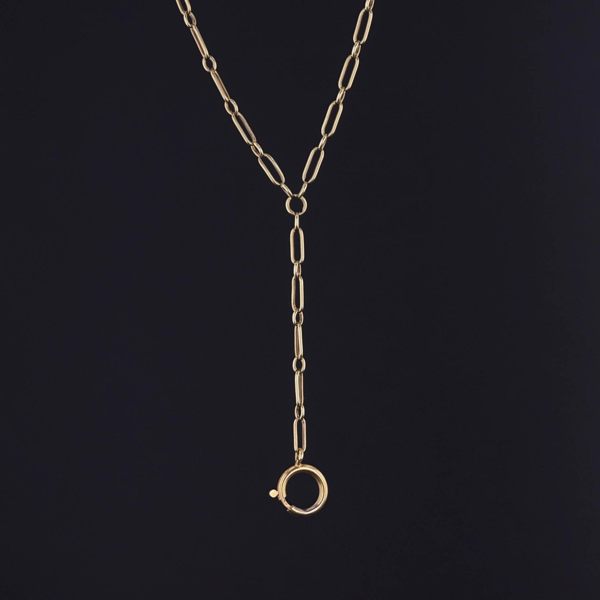 Antique Paperclip Link Lariat Watch Chain Necklace of 14k Gold ...