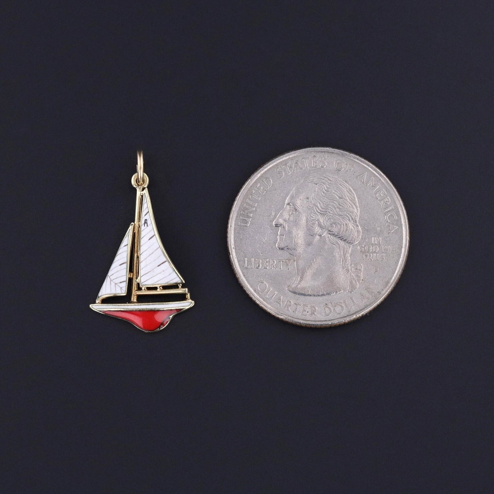 Vintage Enamel Sailboat Charm of 14k Gold - Trademark Antiques