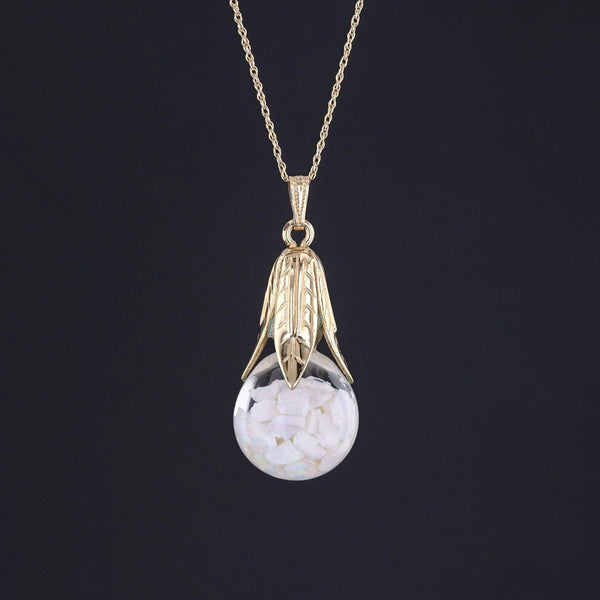 Vintage Floating Opal Pendant of 10k Gold - Trademark Antiques