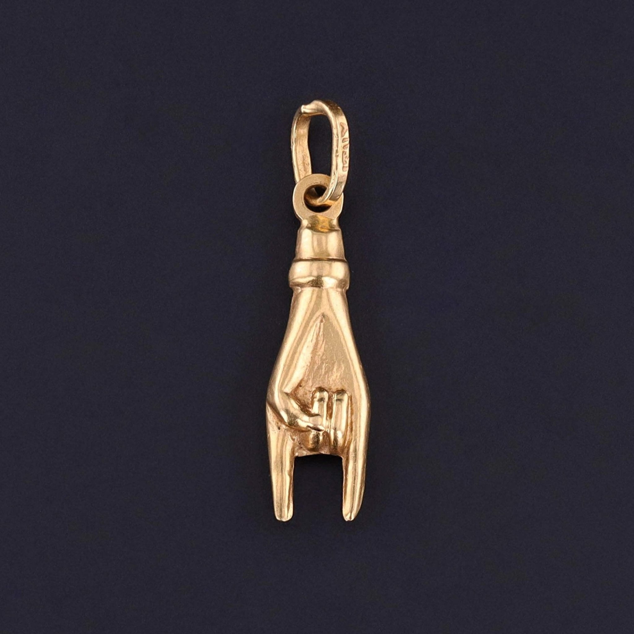 Vintage Mano Cornuto Charm of 18k Gold - Trademark Antiques