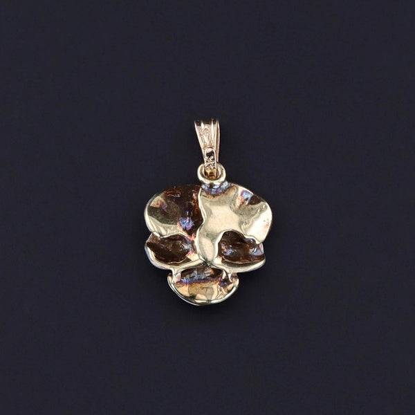 Vintage Purple Enamel Pansy Charm of 14k Gold - Trademark Antiques