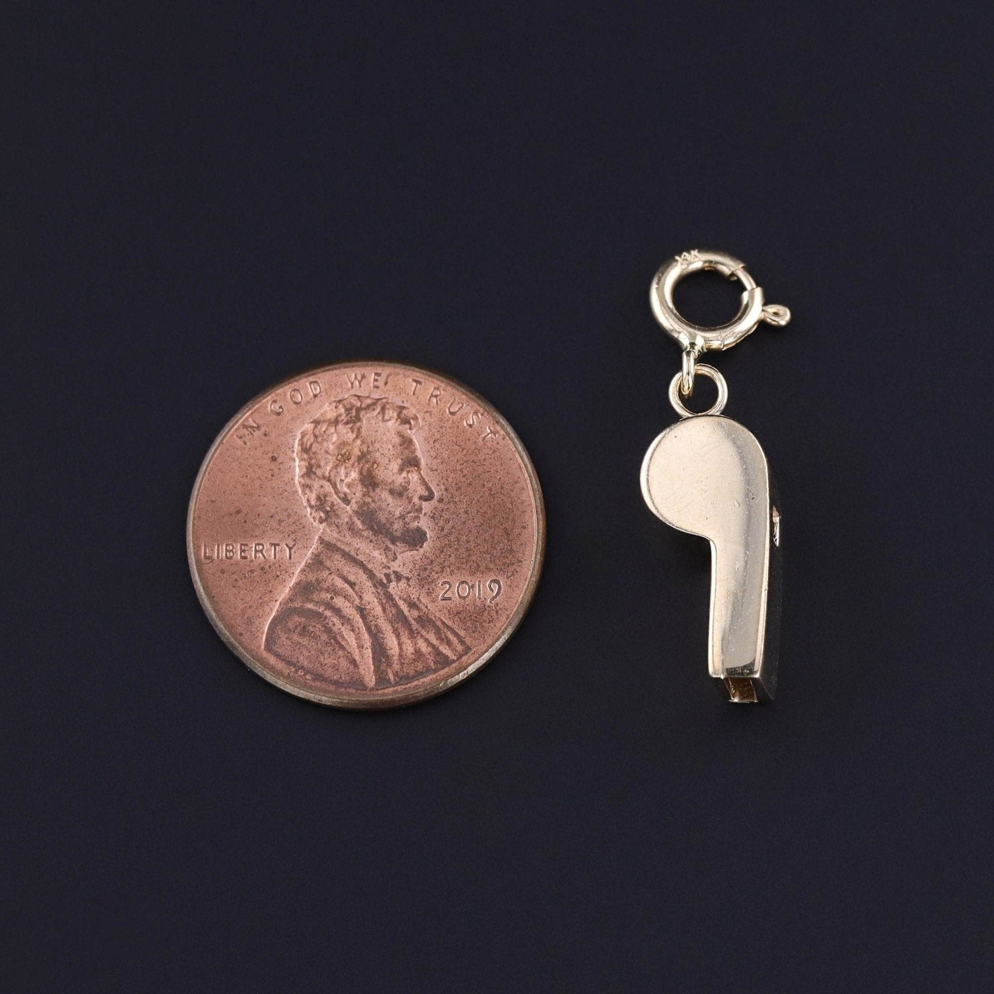 Vintage Whistle Charm of 14k Gold - Trademark Antiques