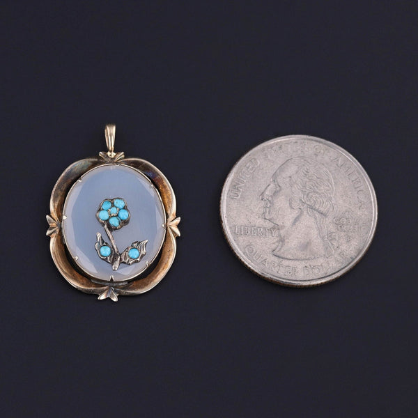 Antique Forget-me-not Conversion Pendant of 10k Gold - Trademark Antiques
