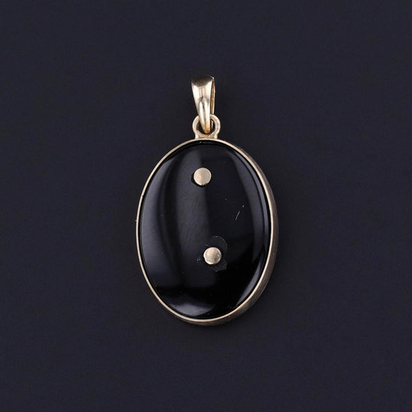 Antique Onyx Snake Pendant of 14k Gold - Trademark Antiques