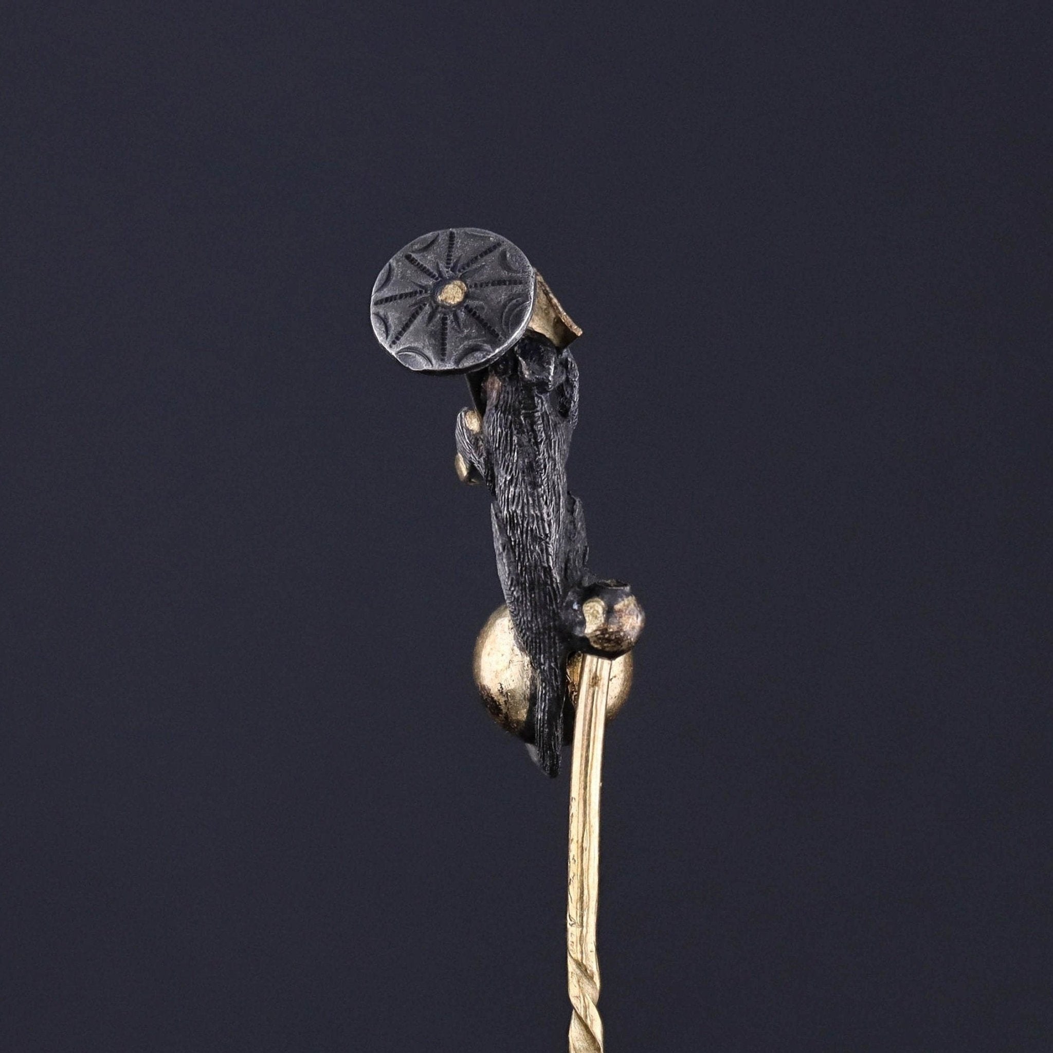 Antique Shibuichi Shakudo Monkey Stick Pin - Trademark Antiques