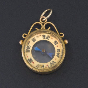 Gold Compass Pendant | Antique Compass Pendant - Trademark Antiques