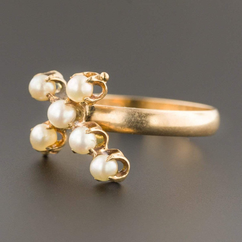 Pearl Cross Ring | Antique Pin Conversion Ring - Trademark Antiques