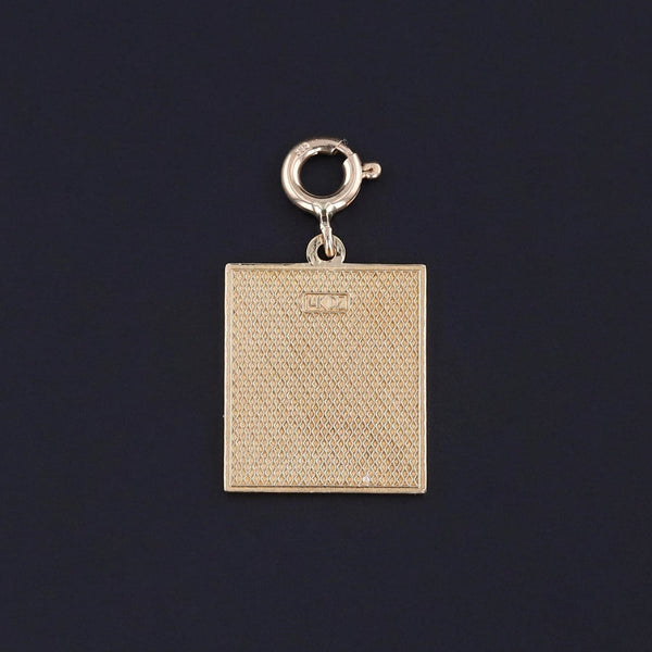 Vintage Enamel Bingo Charm of 14k Gold - Trademark Antiques