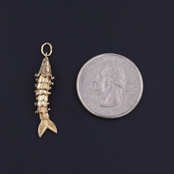 Vintage Moveable Fish Charm of 14k Gold - Trademark Antiques